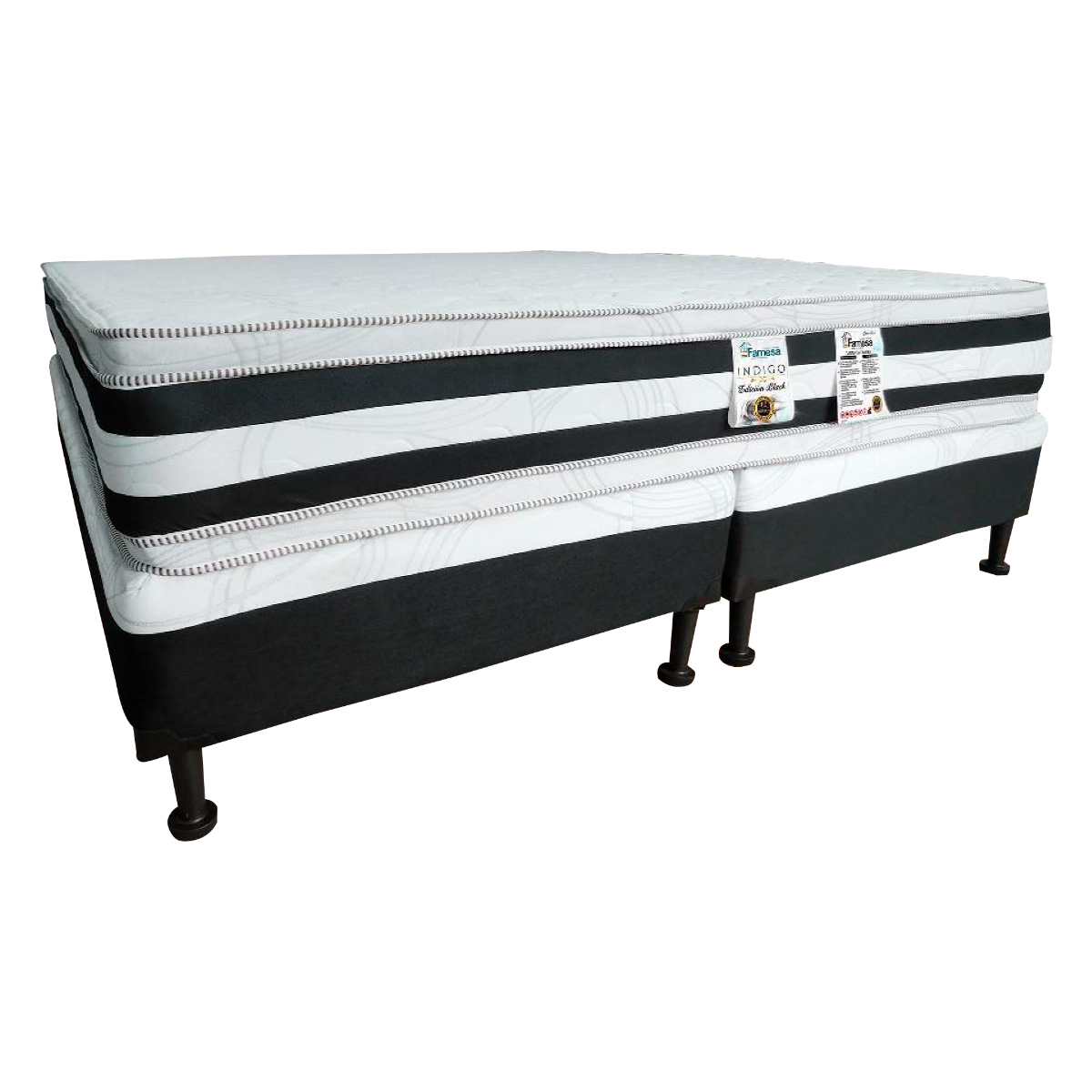 Mundiofertas - CAMA KING SIZE "FULL CONFORT FAMESA" DOBLE EURO NEGRA
